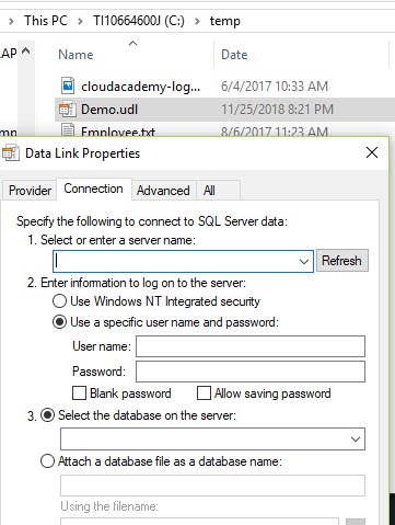 UDL files and connection strings | SQL Studies