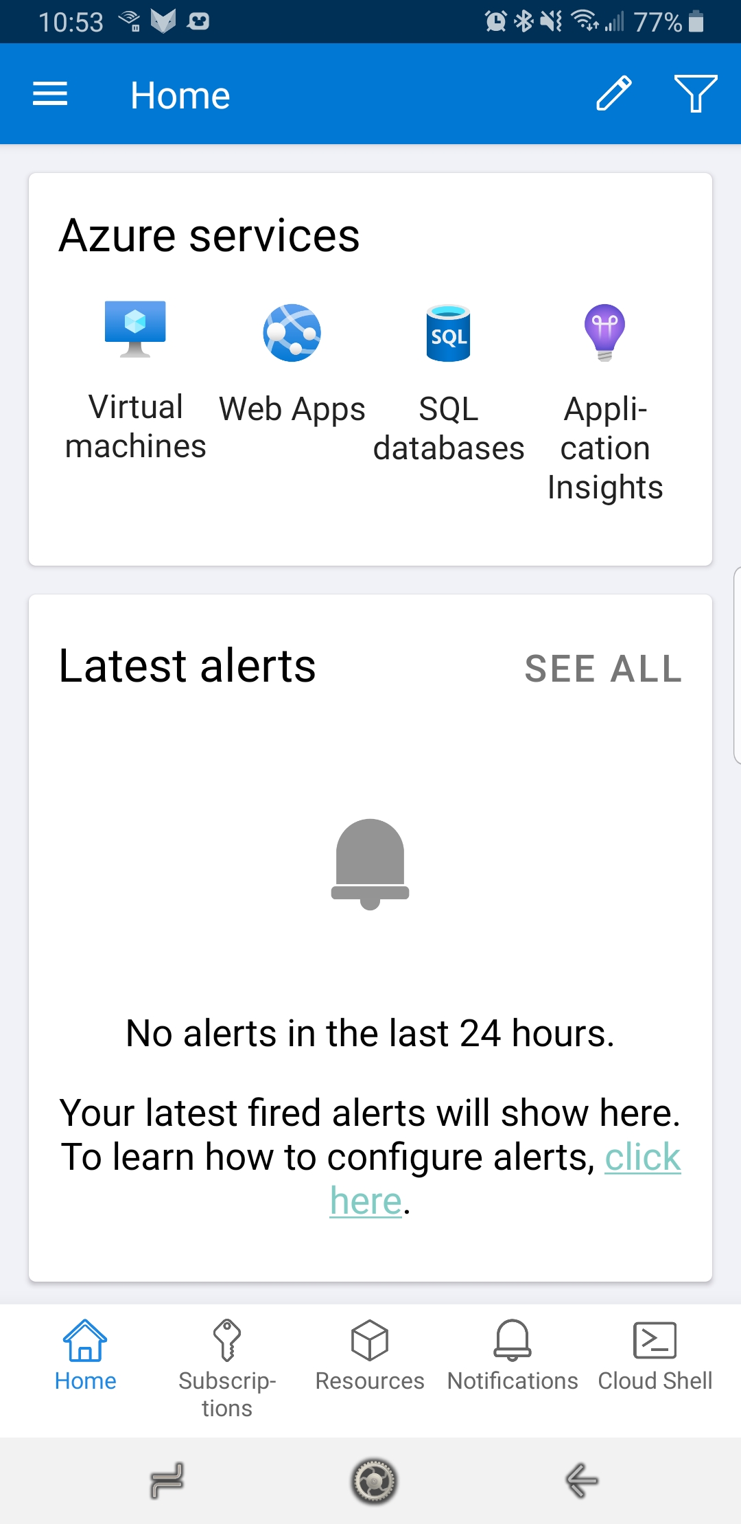 Running Azure from my android phone | SQL Studies